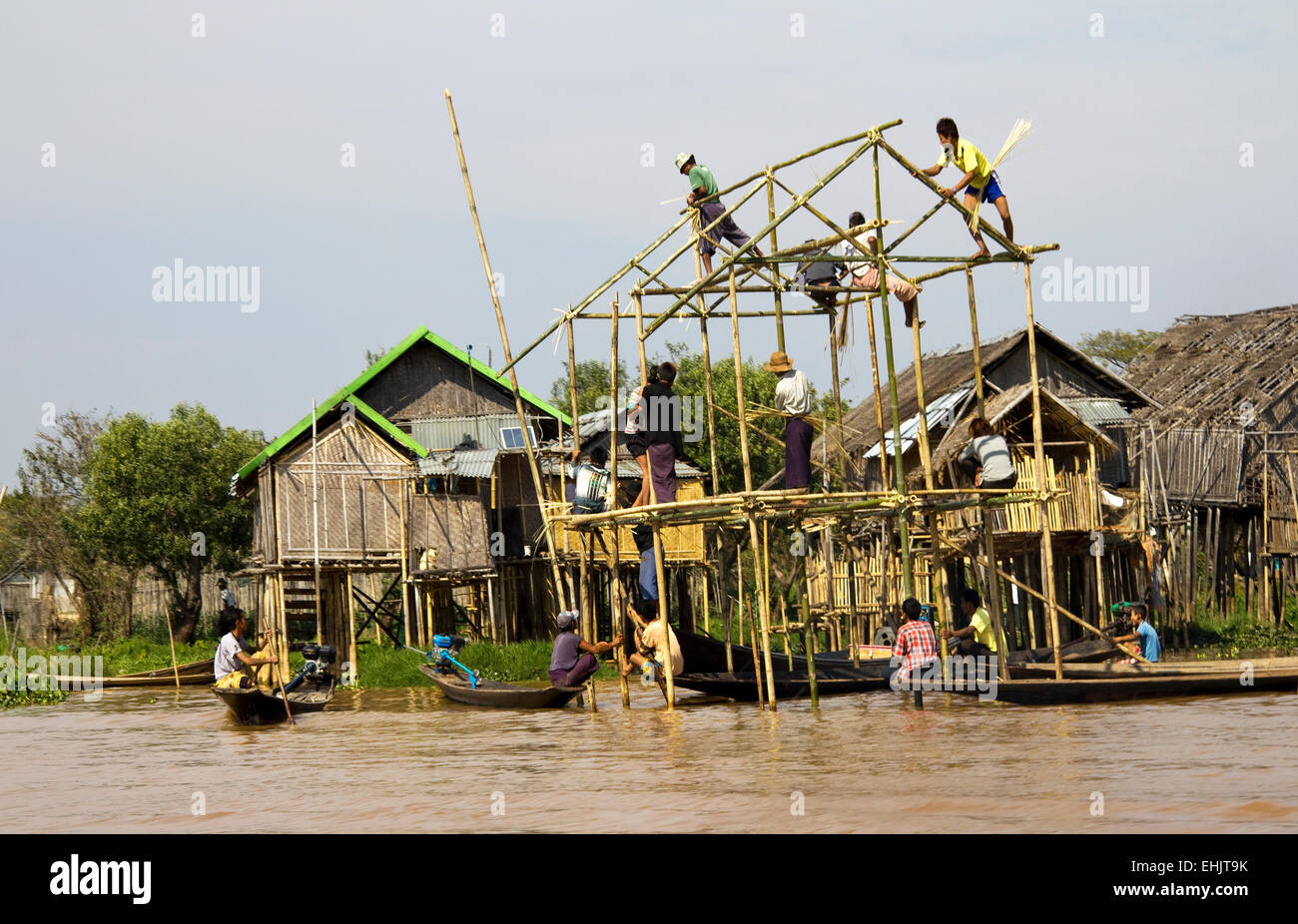 House on stilts Inle Lake, Shan State, Myanmar Stock Photo - Alamy