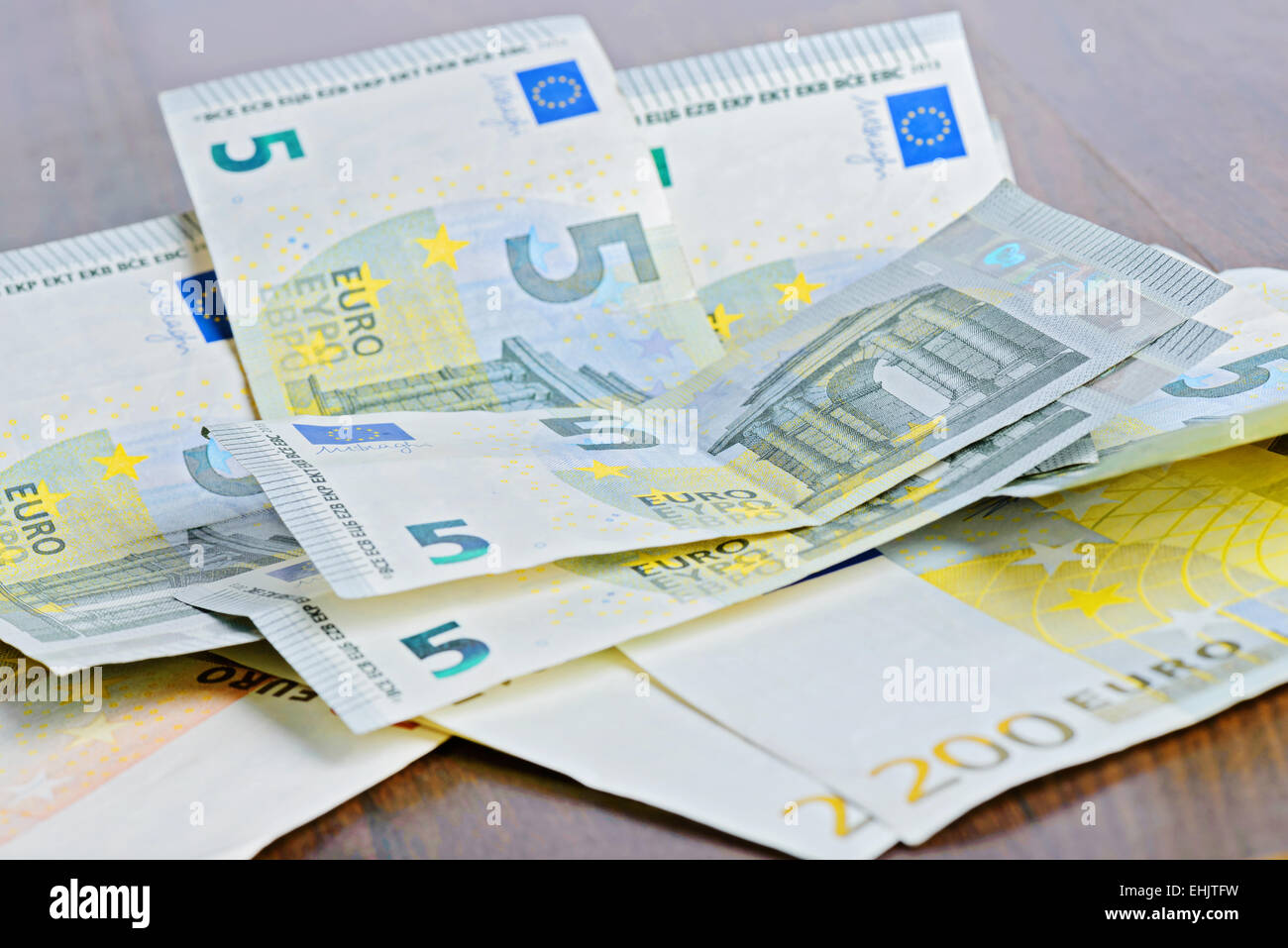 Close-up of Euro banknotes on the table Stock Photo - Alamy