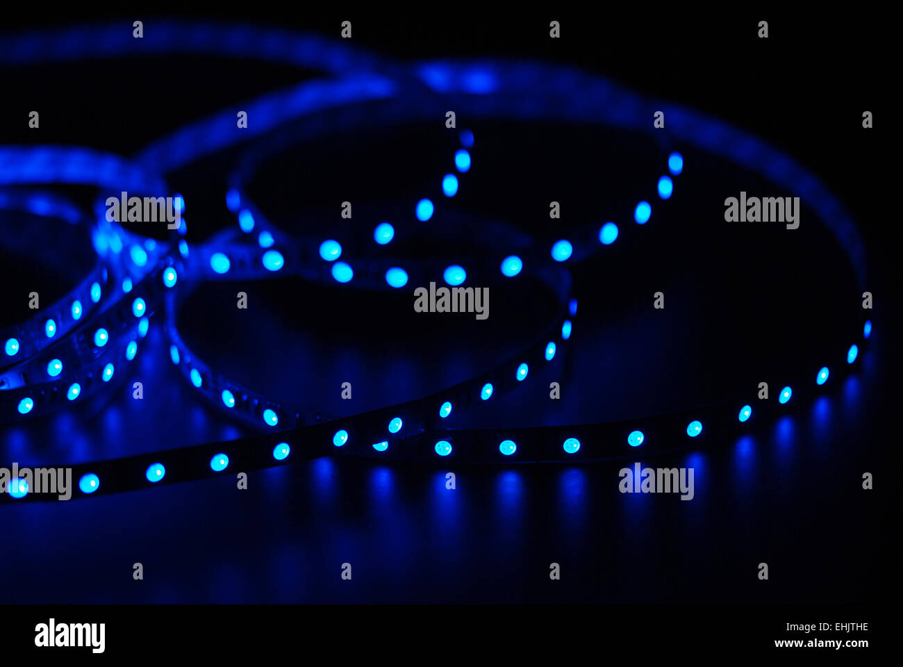 Blue Led stripe on the black background Stock Photo - Alamy