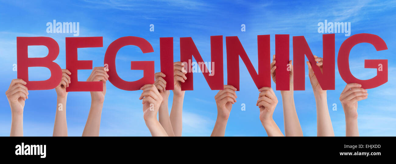 Many Caucasian People And Hands Holding Red Straight Letters Or ...