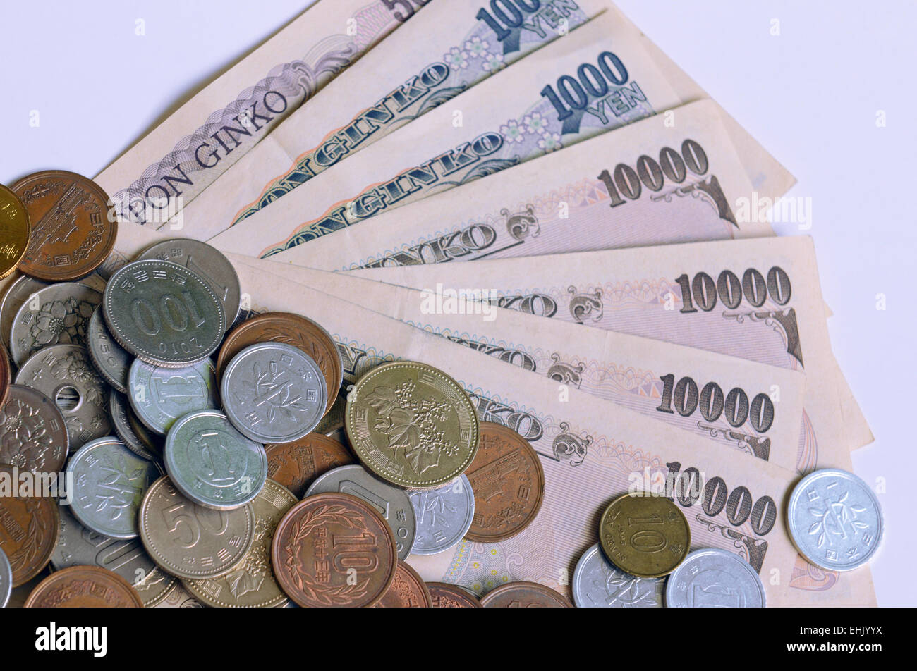Japanese Yen currency, coins and bills Stock Photo - Alamy