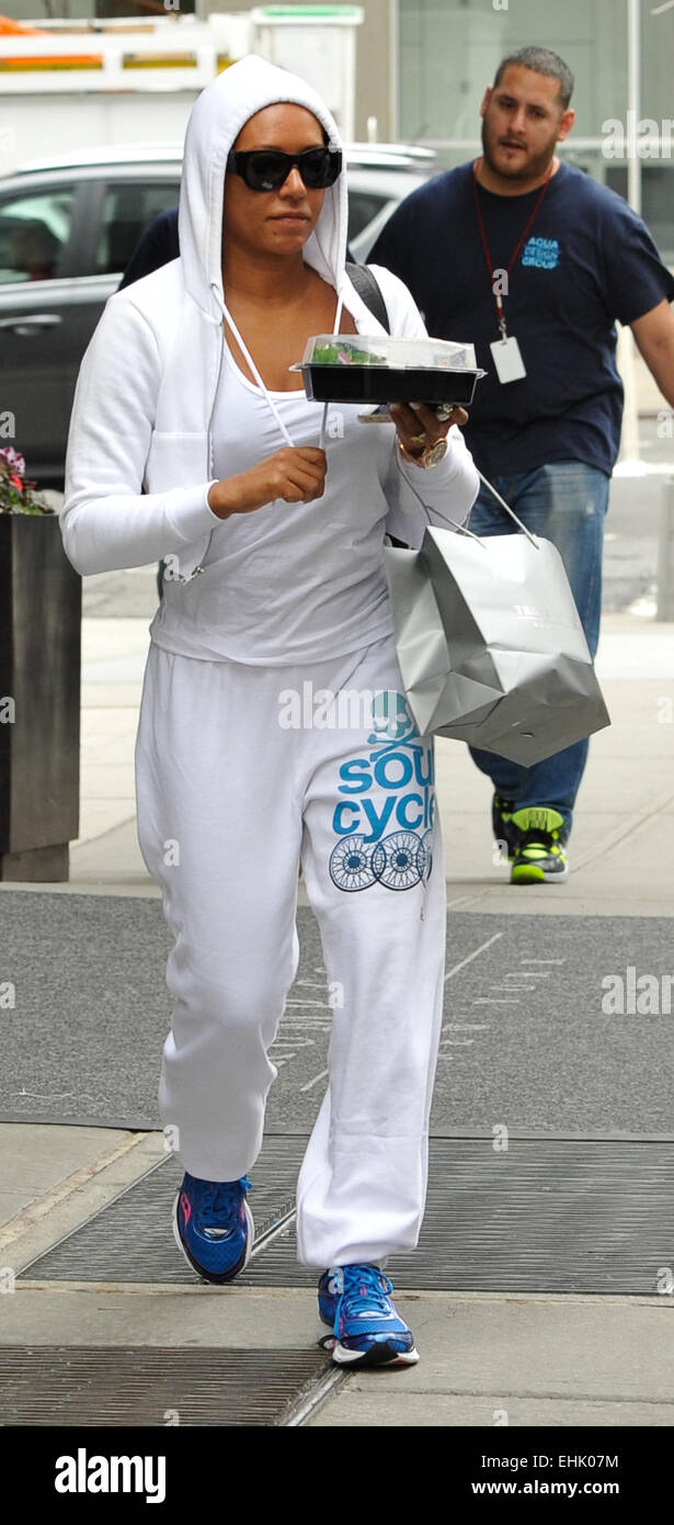 Mel B leaving her hotel for a workout in a Soul Cycle outfit Featuring ...