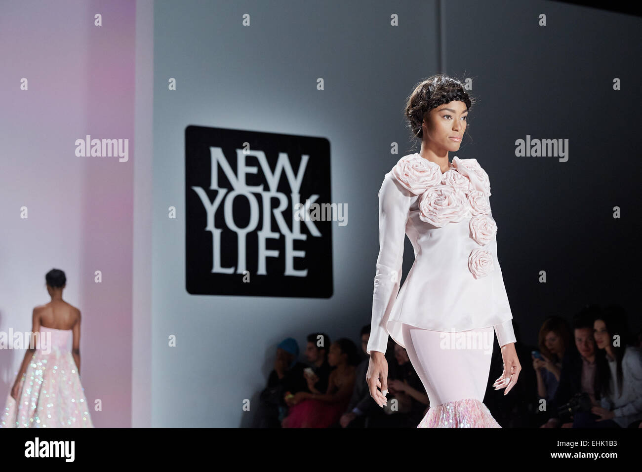 Models walk runway at the New York Life fashion show during MBFW Fall ...