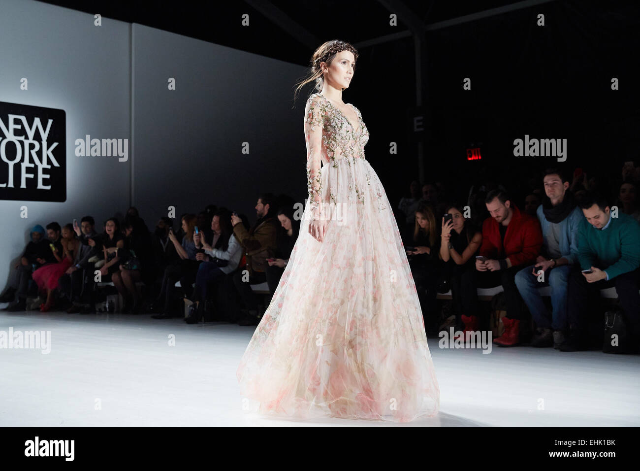A model walks runway at the New York Life fashion show during MBFW Fall ...