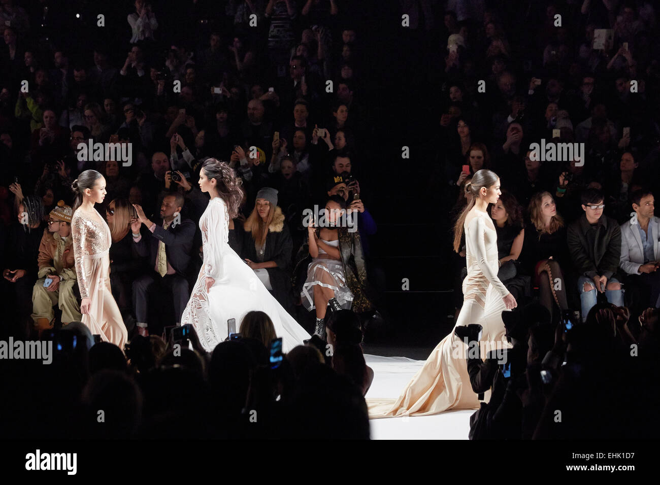 Models walk runway at the Art Heart fashion show during MBFW Fall 2015 ...