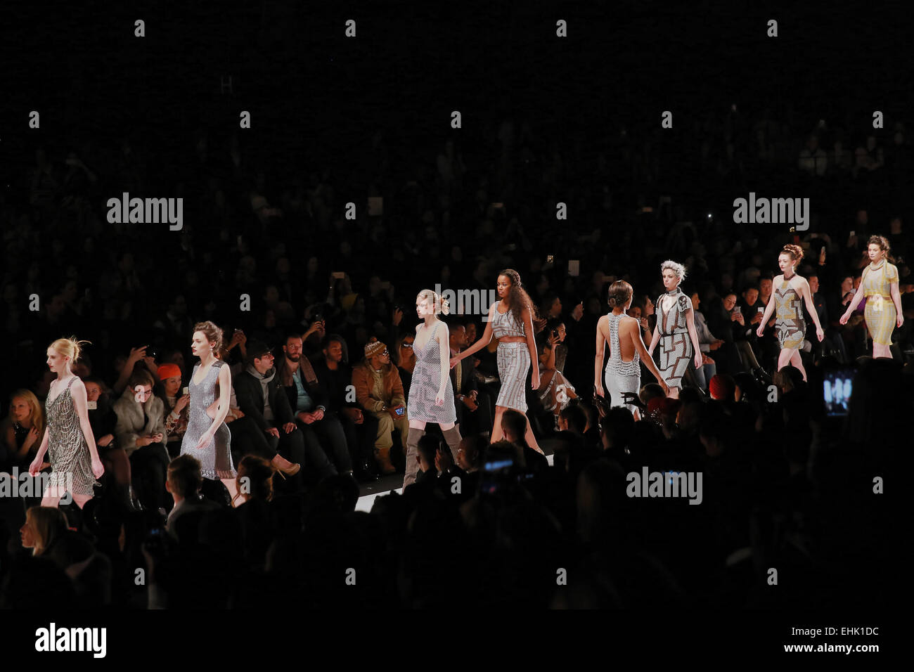 Models walk runway at the Art Heart fashion show during MBFW Fall 2015 ...