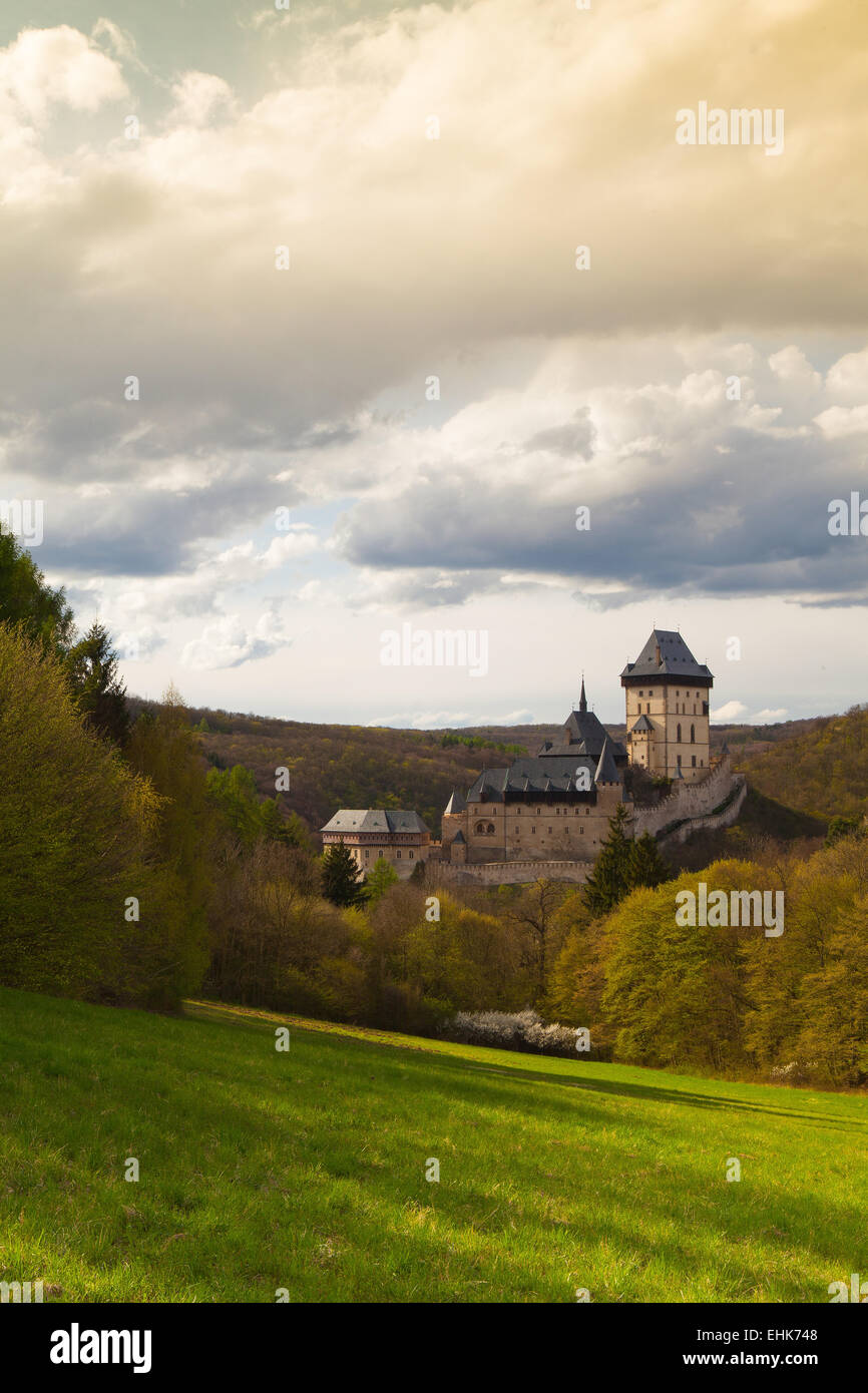 Famous Karlstejn castle in autumn forest, Prague, Czech Republic Stock ...