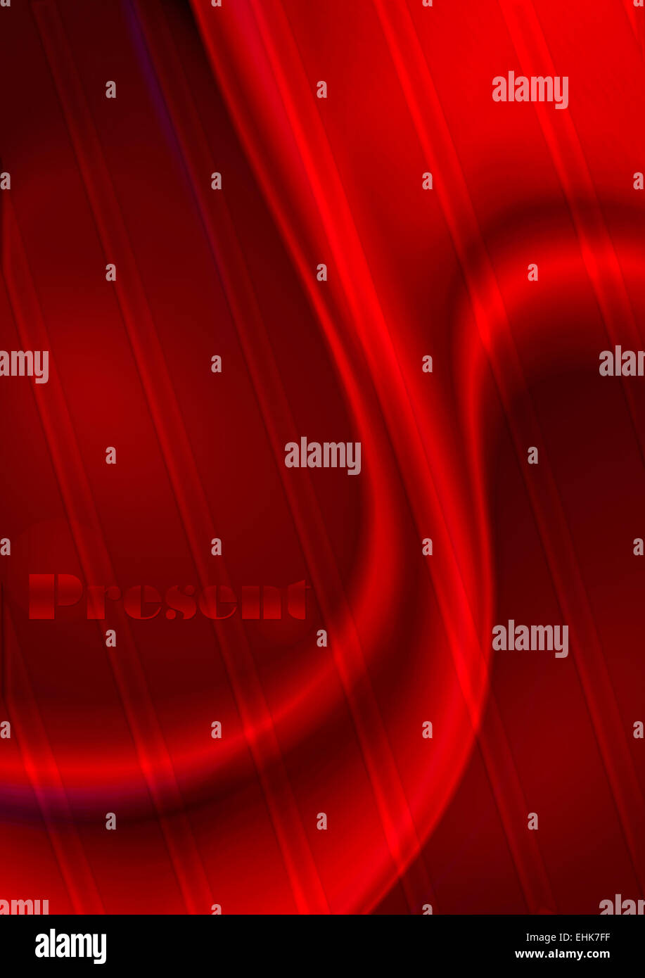 Bright red curved shape with a dark red oval form covered transparent ...