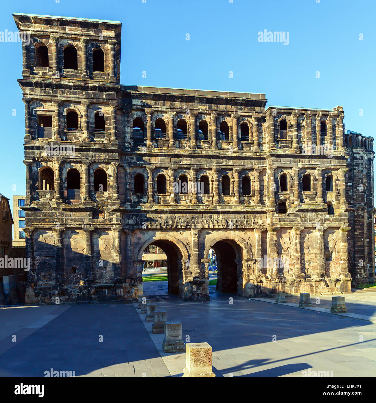 The Porta Nigra (Latin: black gate), view from south, Trier, Germany ...