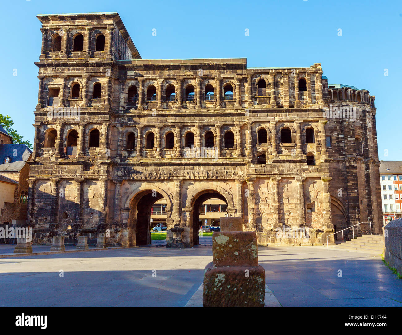The Porta Nigra (Latin: black gate), view from south, Trier, Germany ...