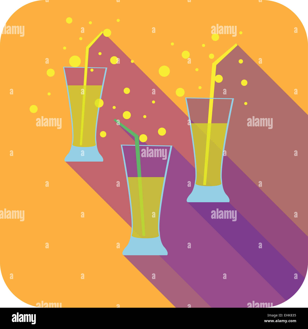 Three glasses cocktails flat design stylized vector party drink icon ...