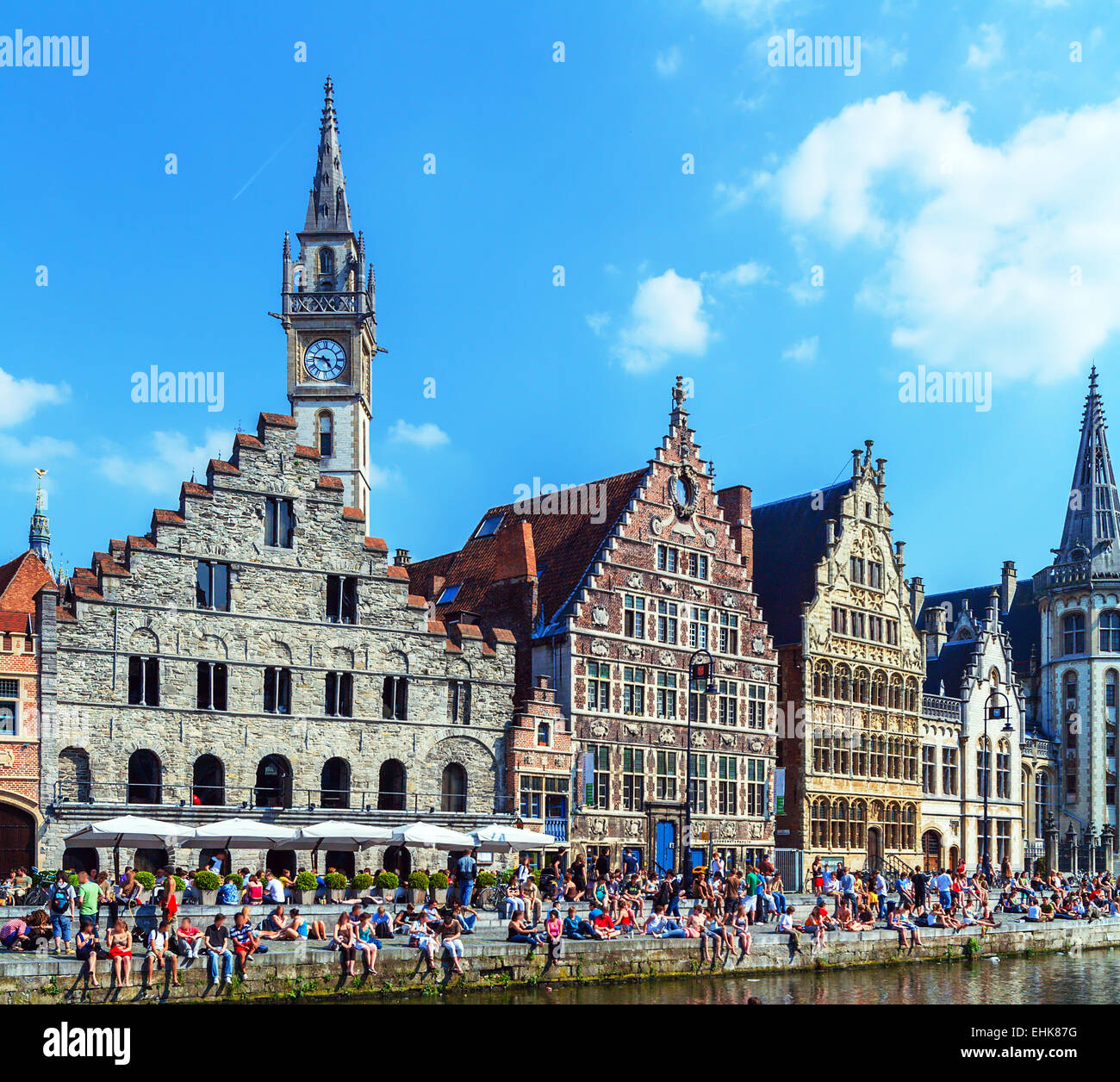 Old Graslei harbour, Ghent, Belgium Stock Photo - Alamy