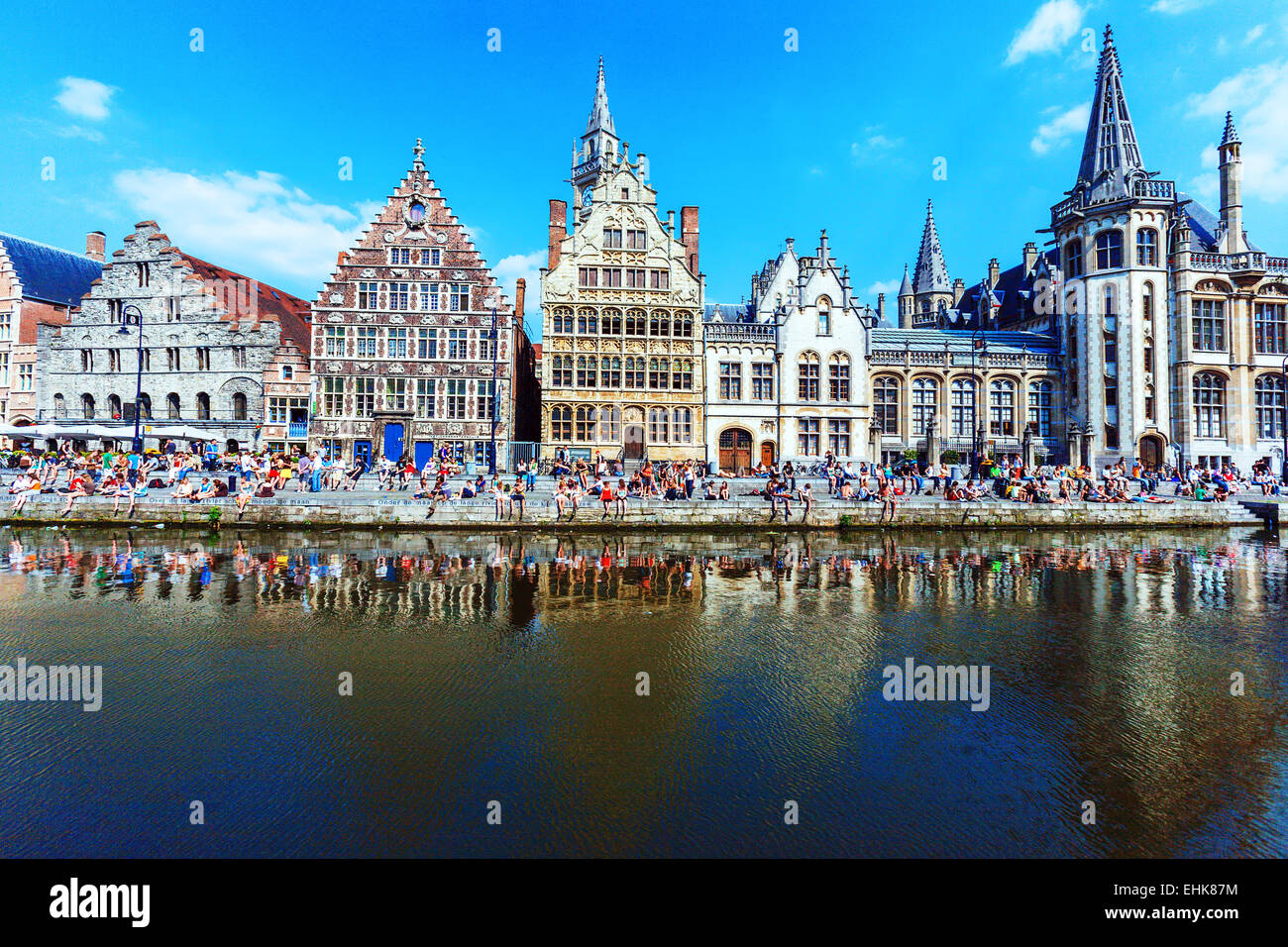 Old Graslei harbour, Ghent, Belgium Stock Photo - Alamy