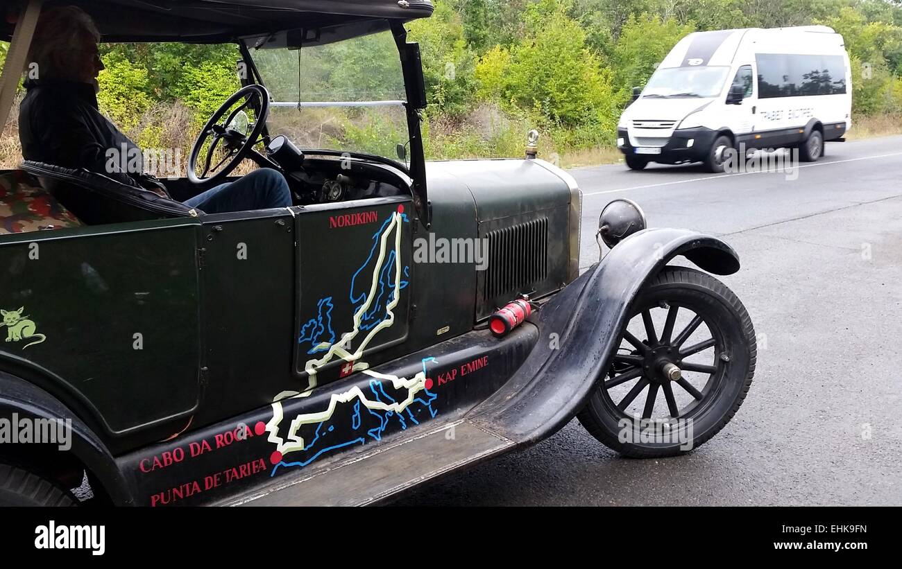 Former rally driver Bernhard Bragge taking a break with his Ford Model ...