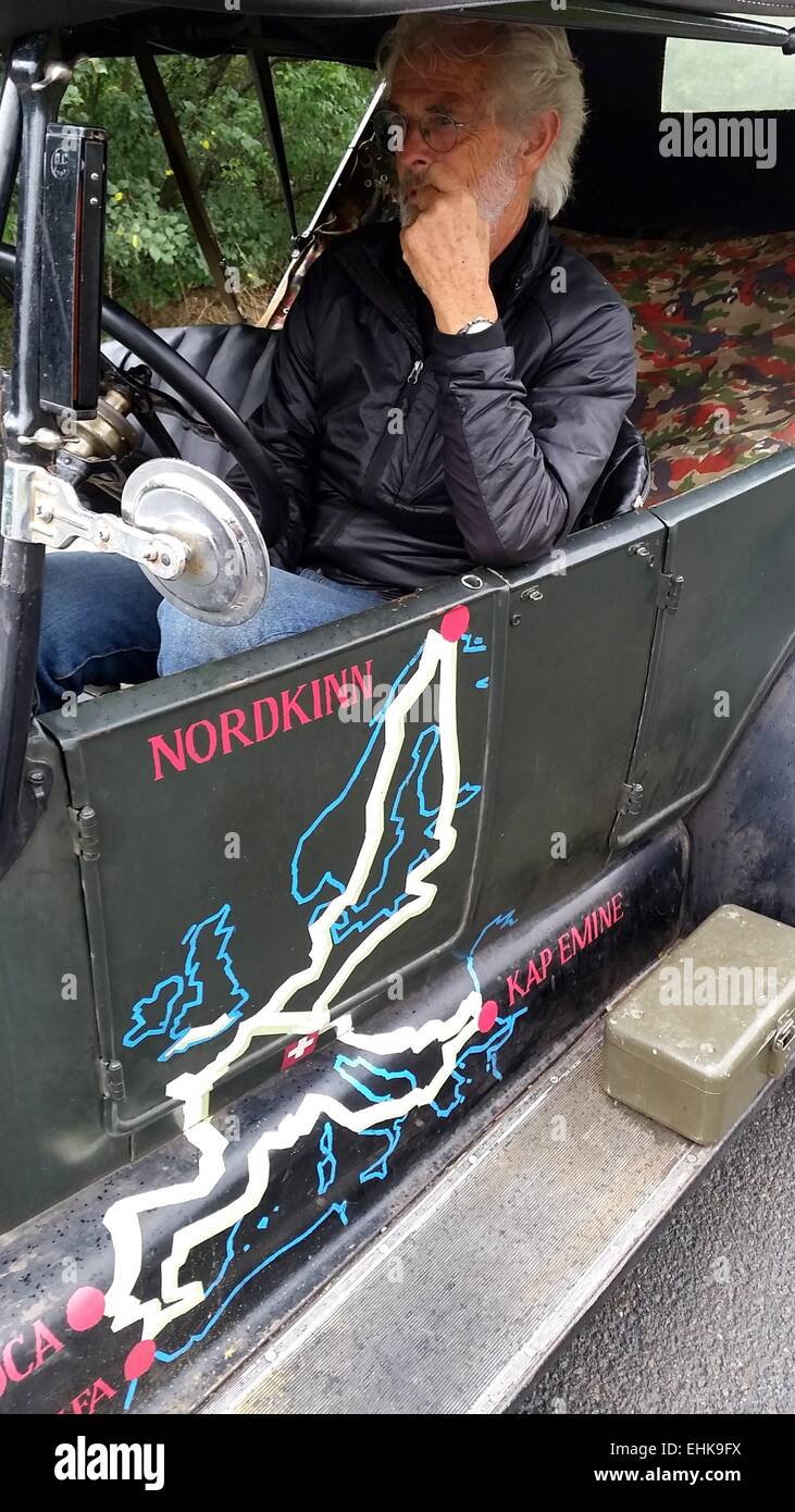 Former rally driver Bernhard Bragge taking a break with his Ford Model ...