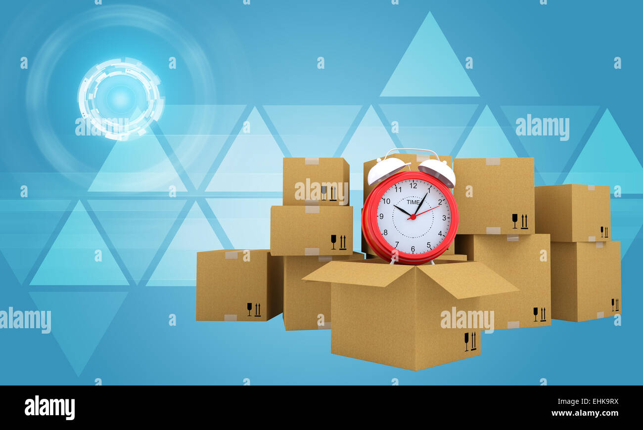 Postal boxes on them alarm clock. Backdrop of earth combines ...