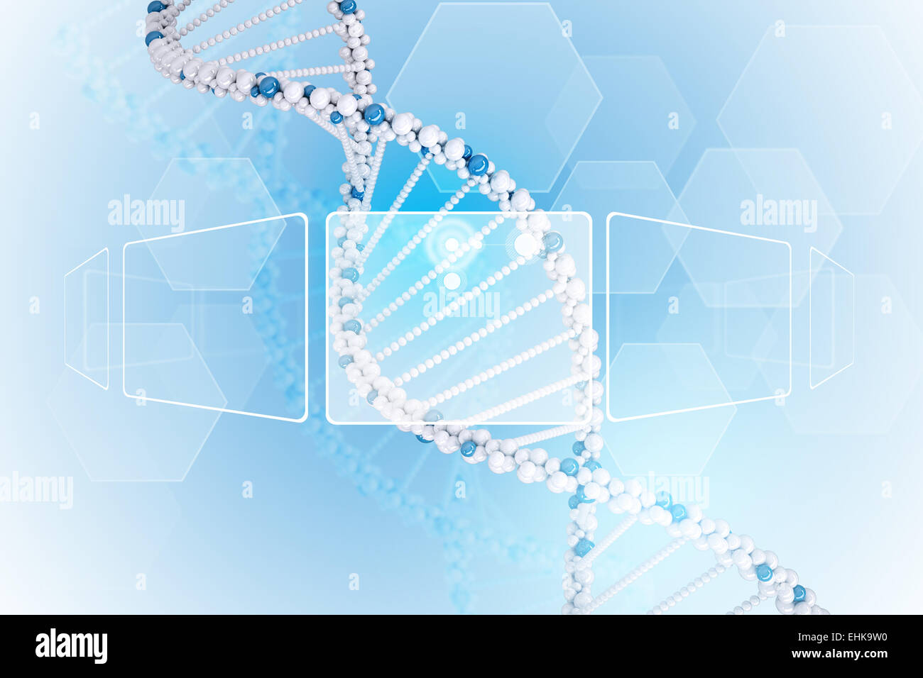 Information 3d blank board. Human DNA. Background of many hexagons ...