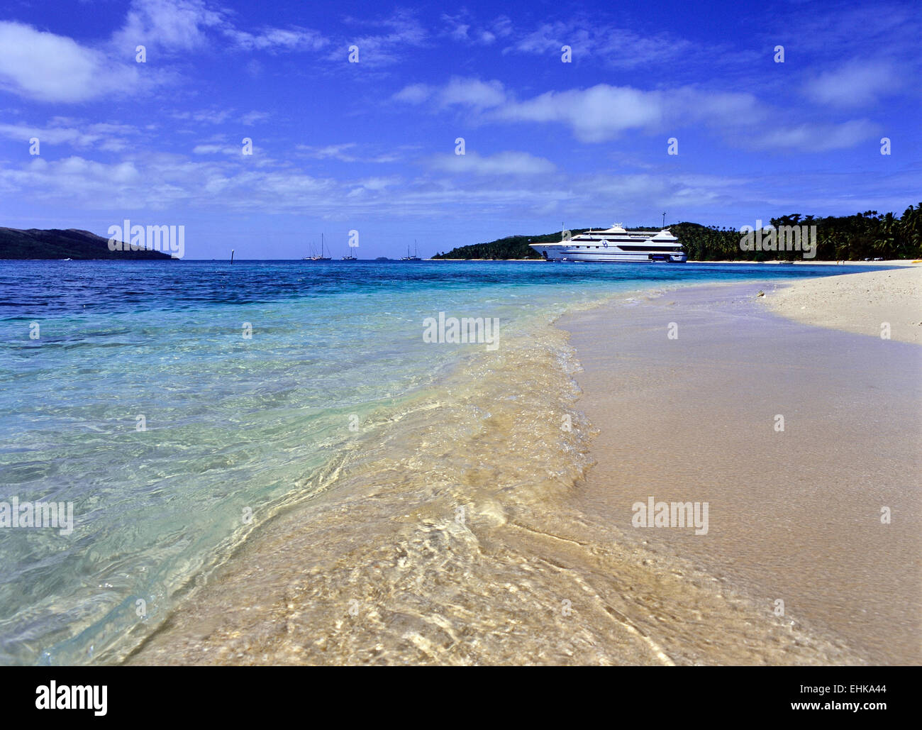 Blue Lagoon beach, Nanuya Lailai, Yasawa Islands. Fiji. Pacific Stock ...