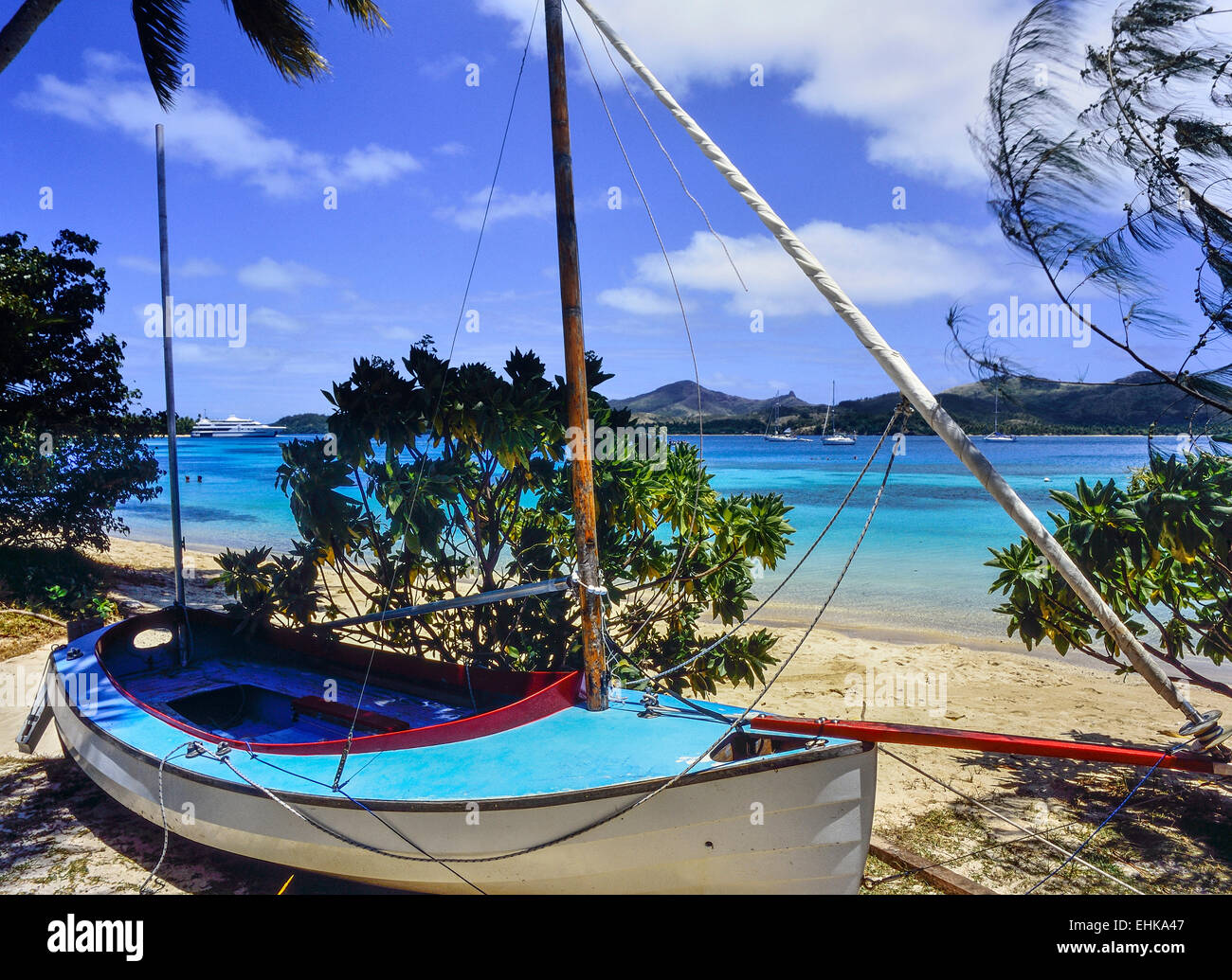 Blue Lagoon beach, Nanuya Lailai Island, Yasawa Islands. Fiji. south ...