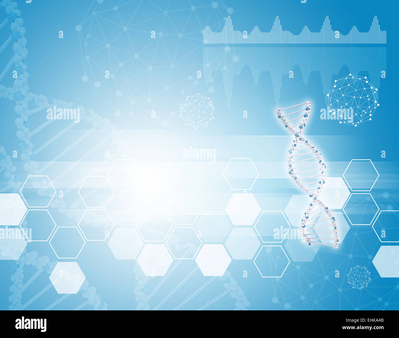 Human DNA. Background with hexagon, wire-frame Stock Photo - Alamy