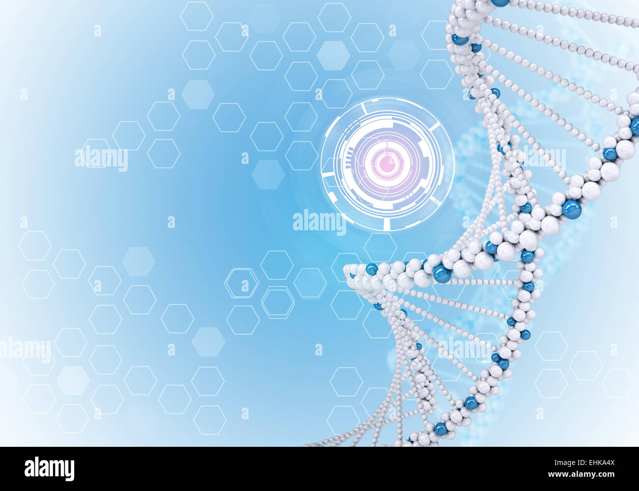 Information 3d blank board. Human DNA. Background of many hexagons ...