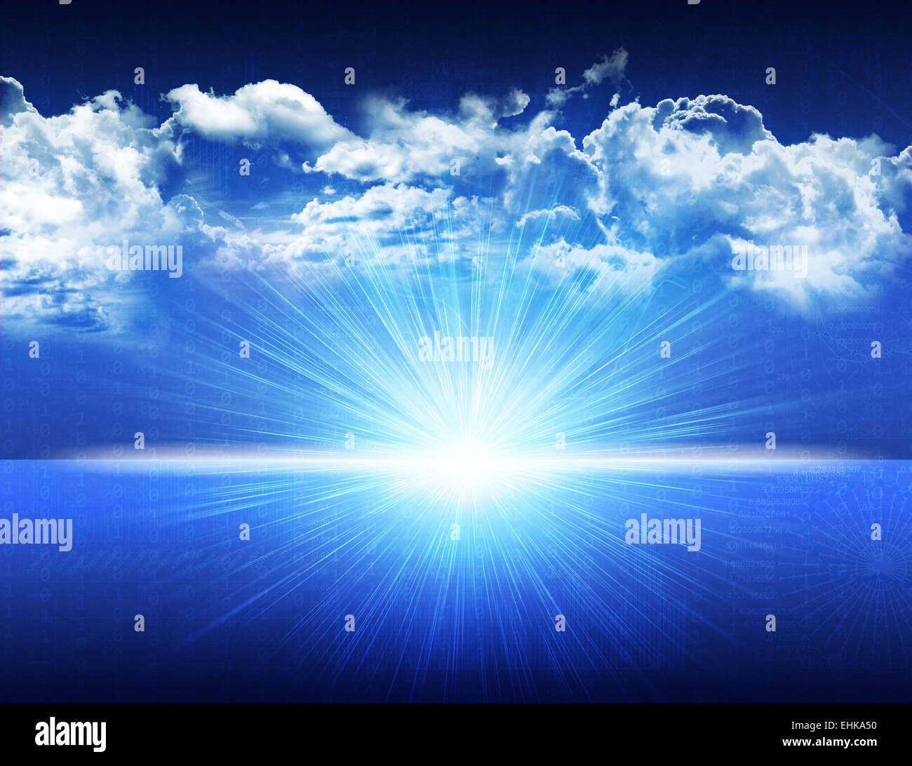 Glowing dark blue gradient sky with clouds Stock Photo - Alamy