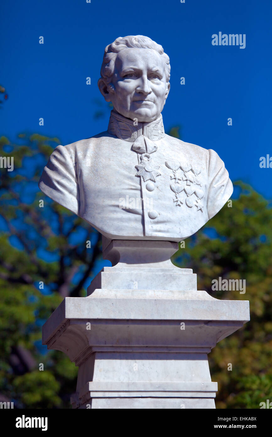 Statue of Cuban Governor, founder of city, Cienfuegos, Cuba Stock Photo ...