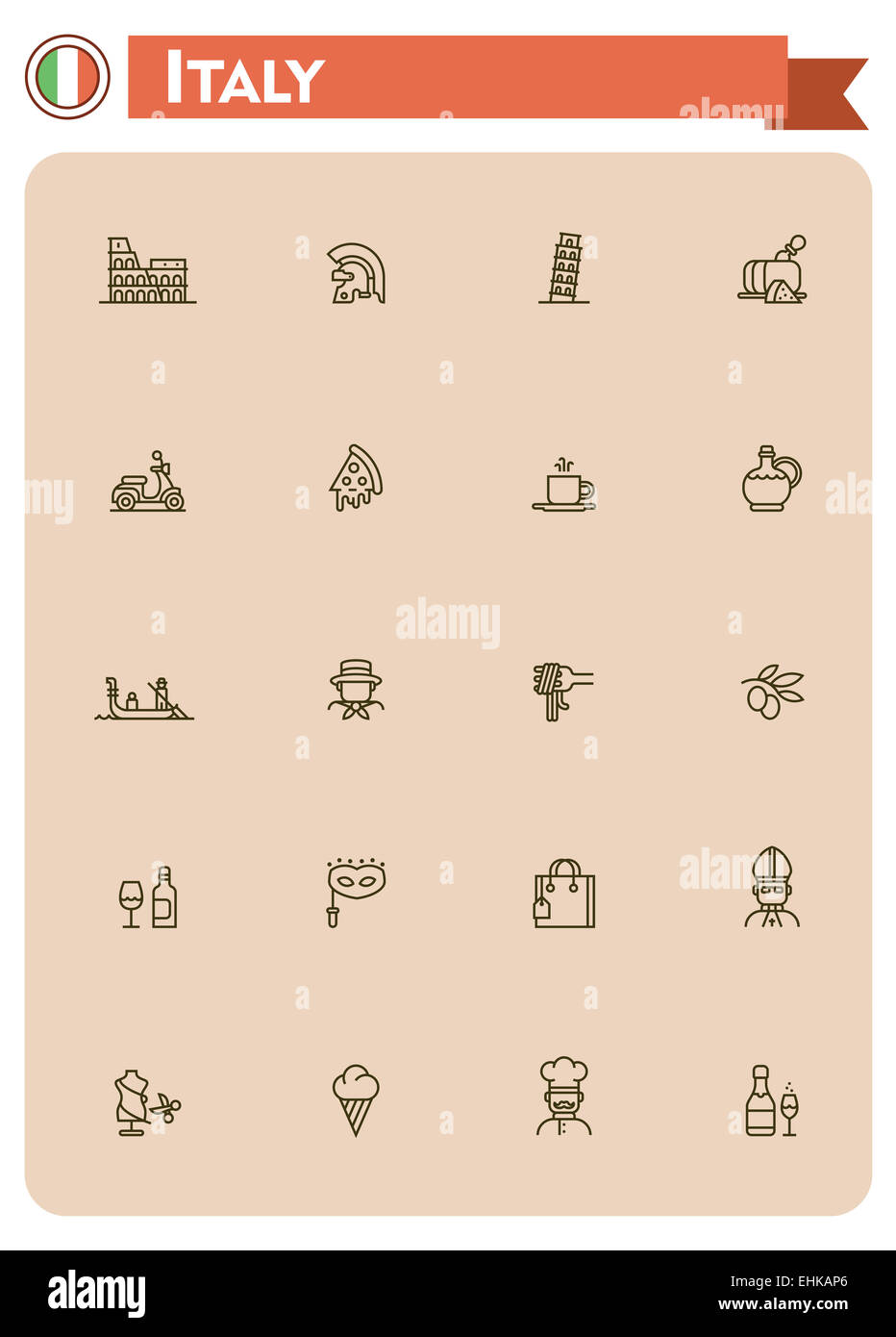 Italy travel icon set Stock Photo - Alamy