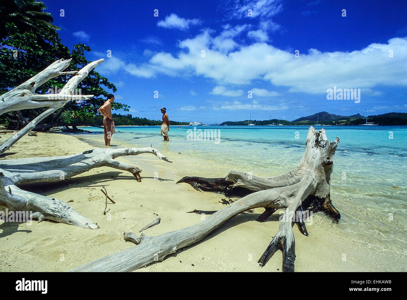 Blue Lagoon beach, Nanuya Lailai, Yasawa Island. Fiji. South Pacific ...