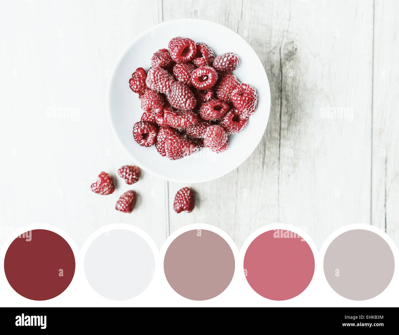 Color Palette Of Raspberry Bowl Full Of Fresh Red Raspberries Stock ...