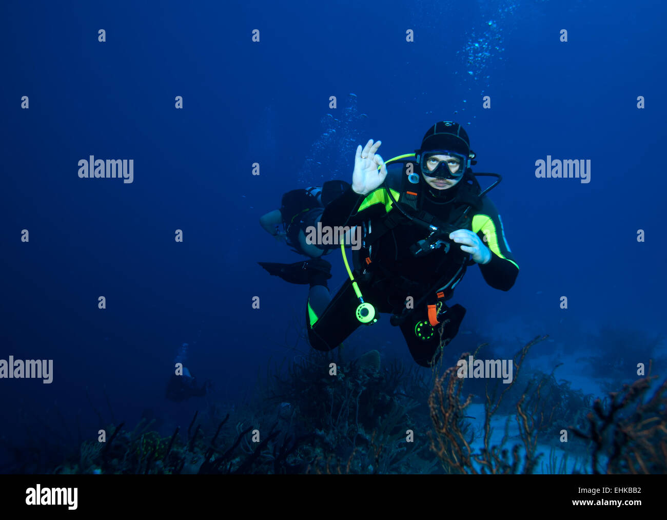 Diver, showing ok sign, Cuba Stock Photo - Alamy