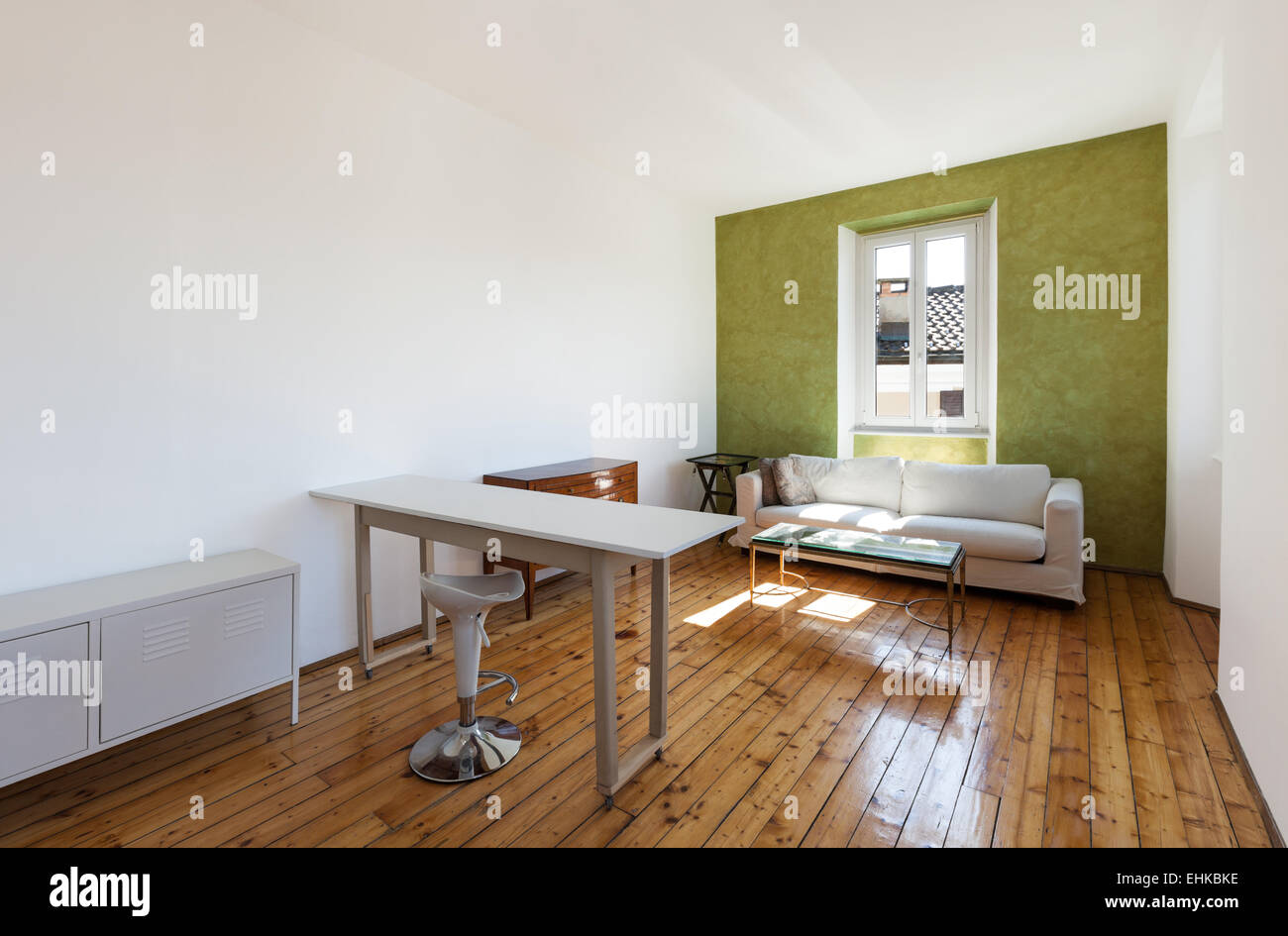 home interior, view of studio with white sofa Stock Photo - Alamy