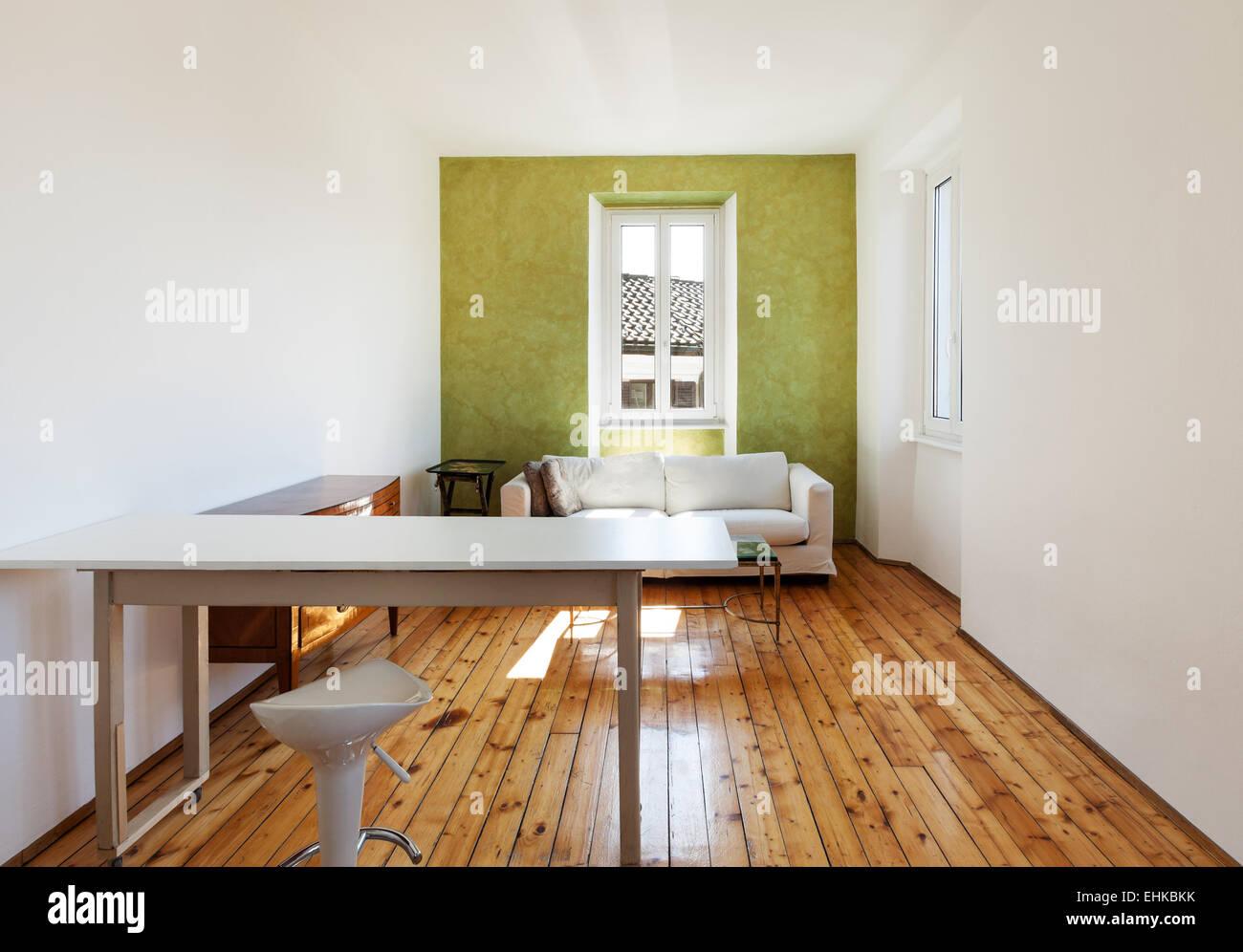 home interior, view of studio with white sofa Stock Photo - Alamy