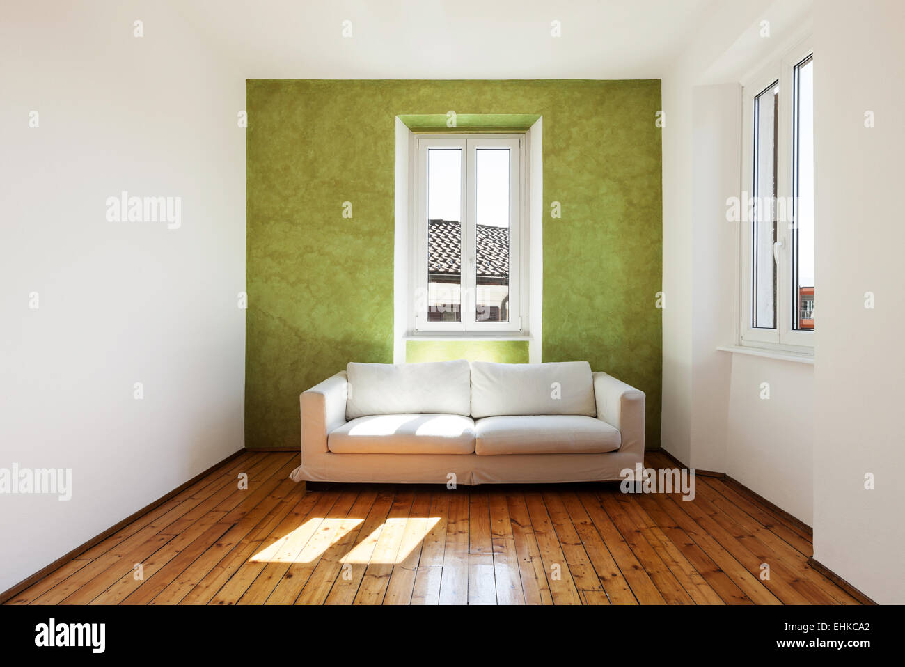 home interior, view white sofa and window Stock Photo - Alamy