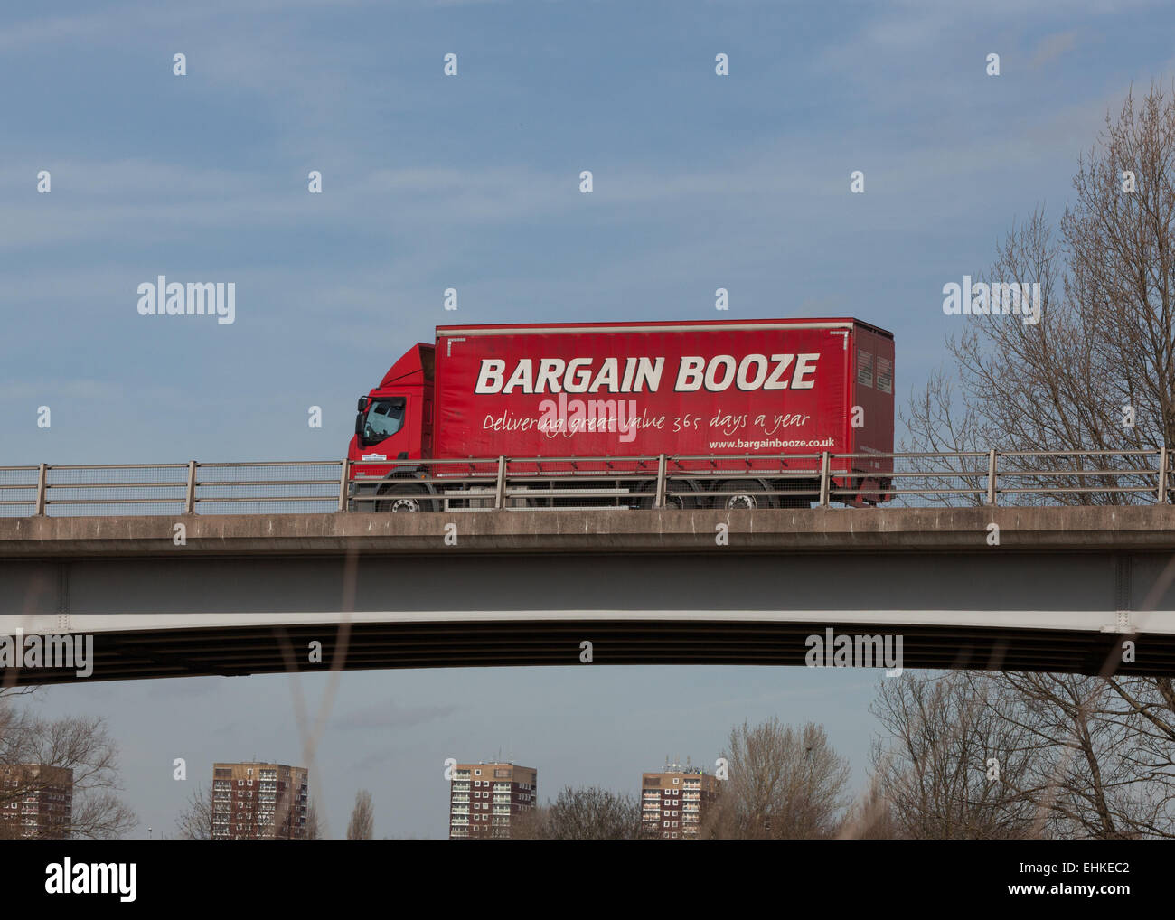 A Bargain Booze truck travelling through the Midlands in the UK Stock ...