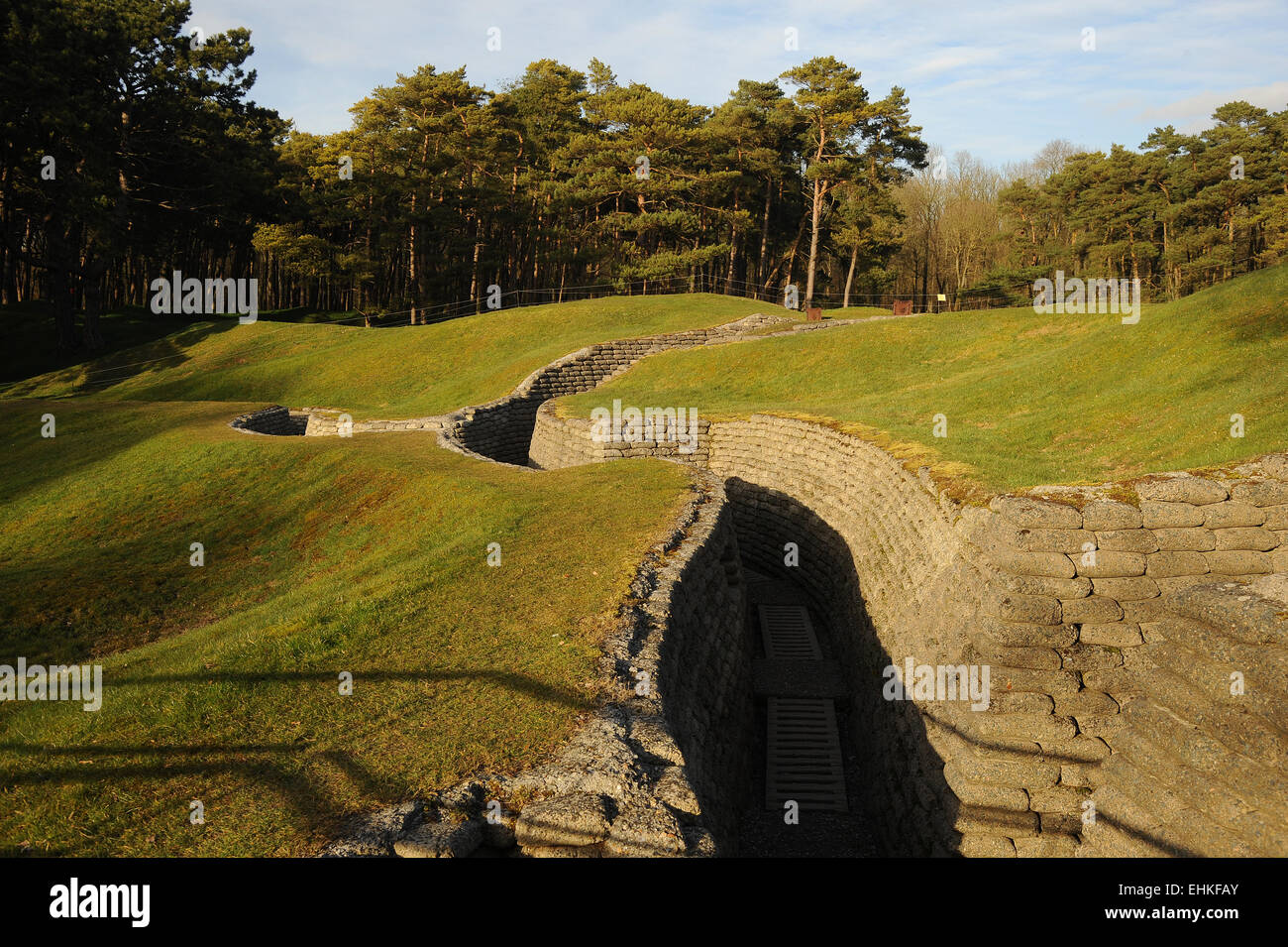 The shell holes and trenches landscape of the WW1 battlefield at Vimy ...