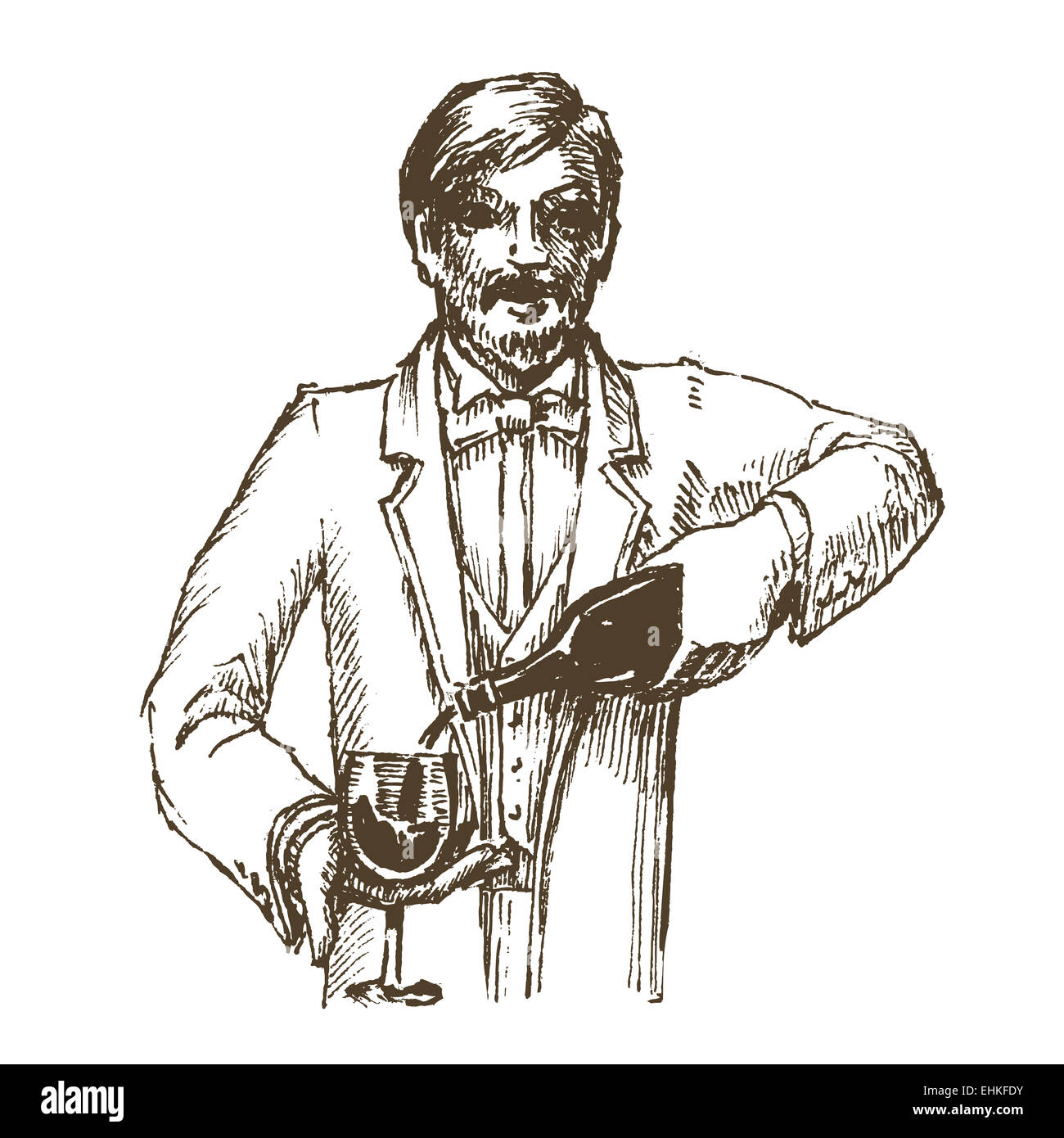 Man glass wine ink Cut Out Stock Images & Pictures - Alamy