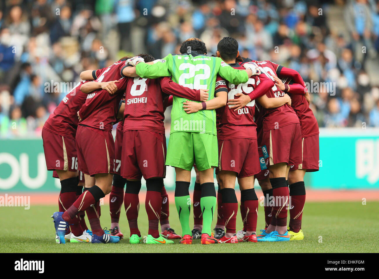 Kanagawa, Japan. 14th Mar, 2015. Vissel Kobe team group Football ...
