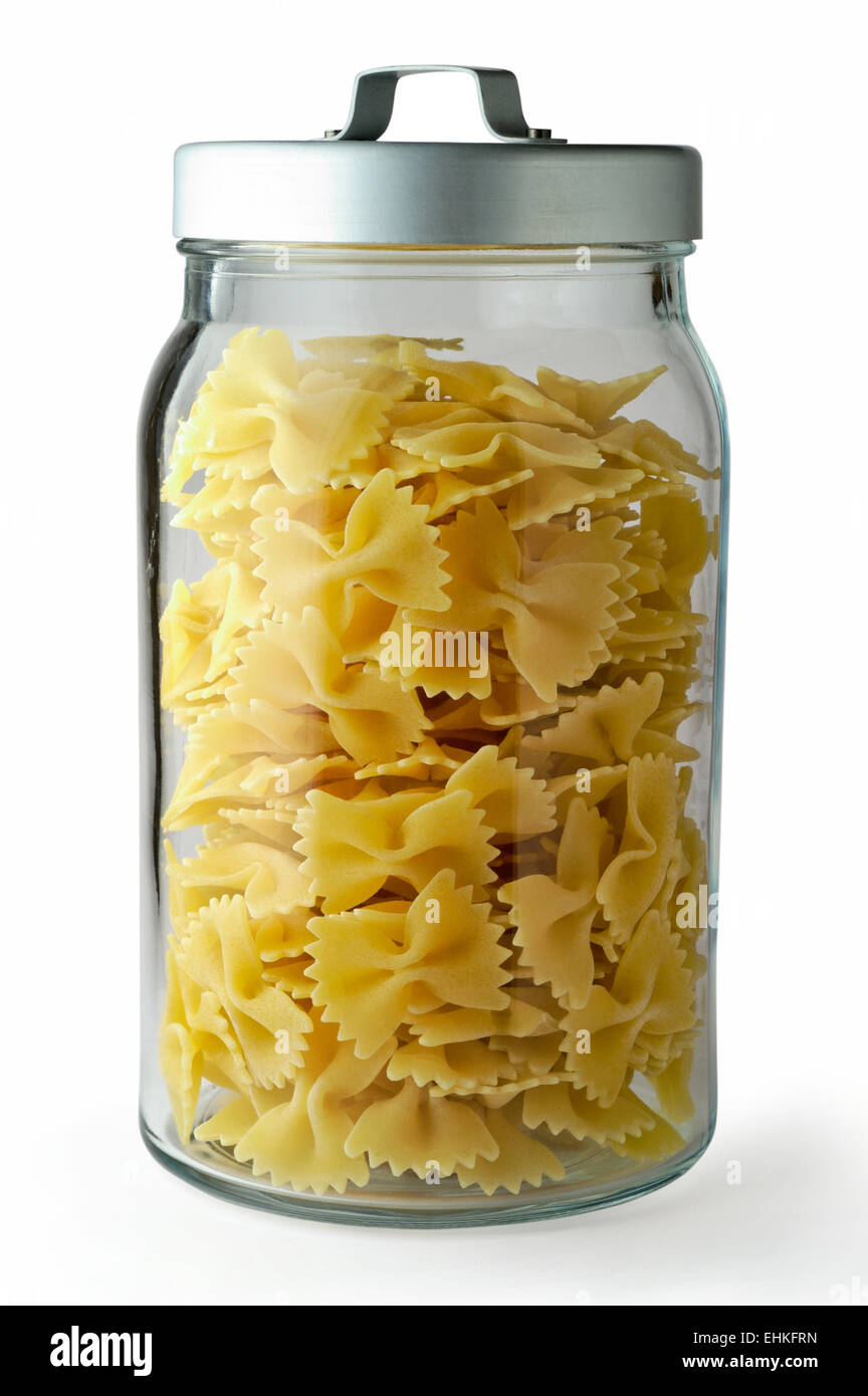 Raw pasta in glass jar with clipping path Stock Photo - Alamy