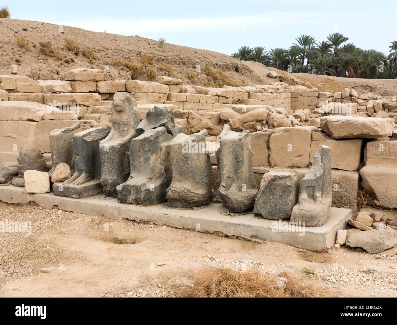 Broken statues of Sekhmet in The Temple of Mut the Great at Karnak ...