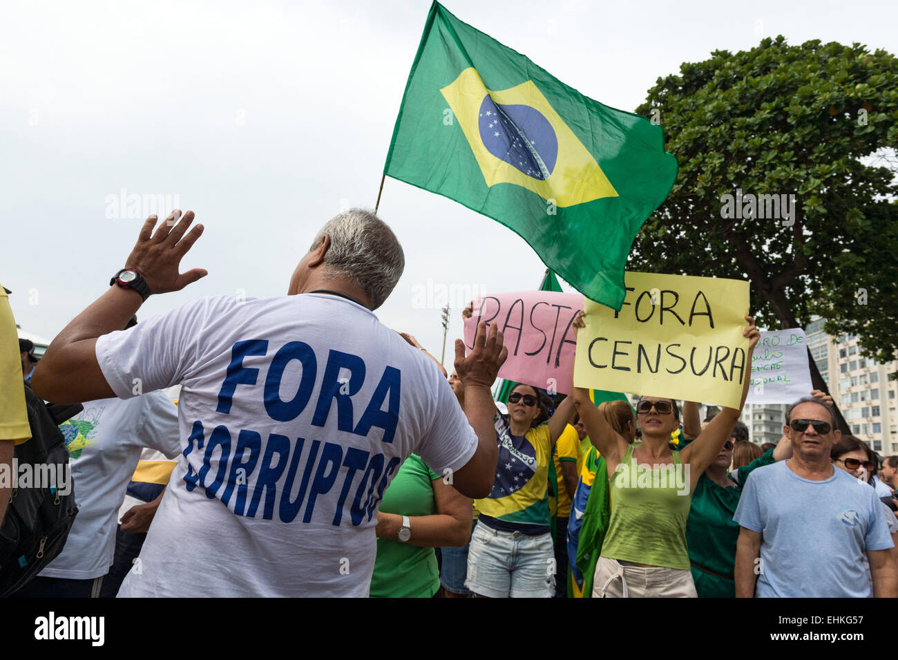 Rio De Janeiro, RJ, Brazil. 16th Mar, 2015. Posters saying ''Stop ...