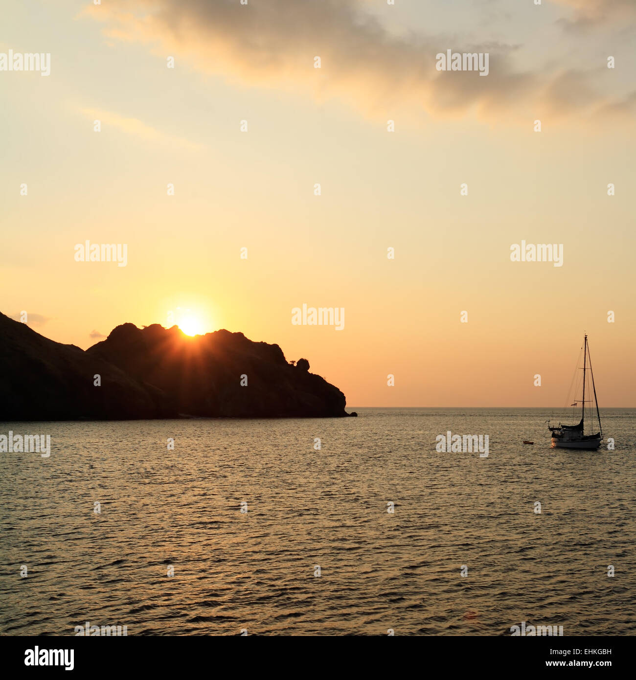 Ocean Sunset with Boat, Komodo Island Stock Photo - Alamy