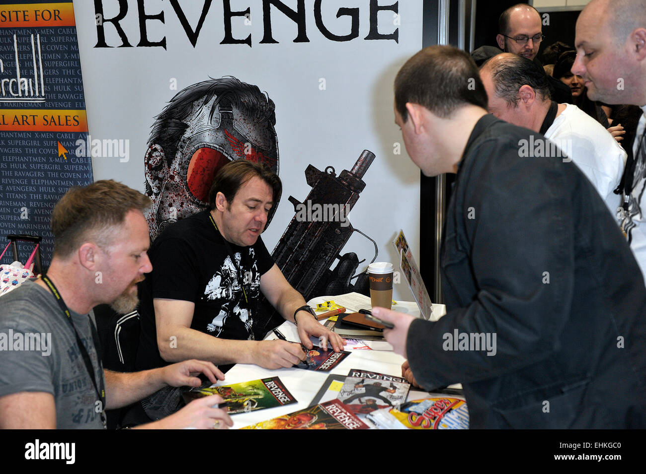 Jonathan Ross signing copies of his comic, "Revenge" at the London ...