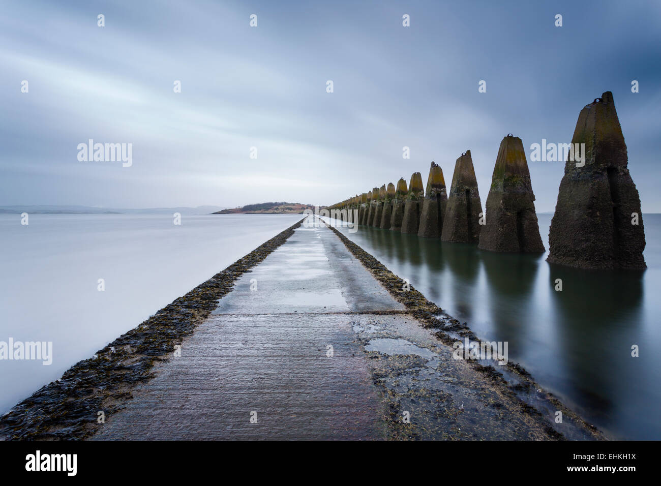 The causeway to Cramond island (Edinburgh) just before it got flooded ...