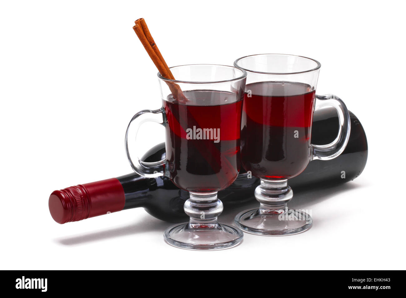 Mulled wine glass isolated on white, shallow focus Stock Photo - Alamy
