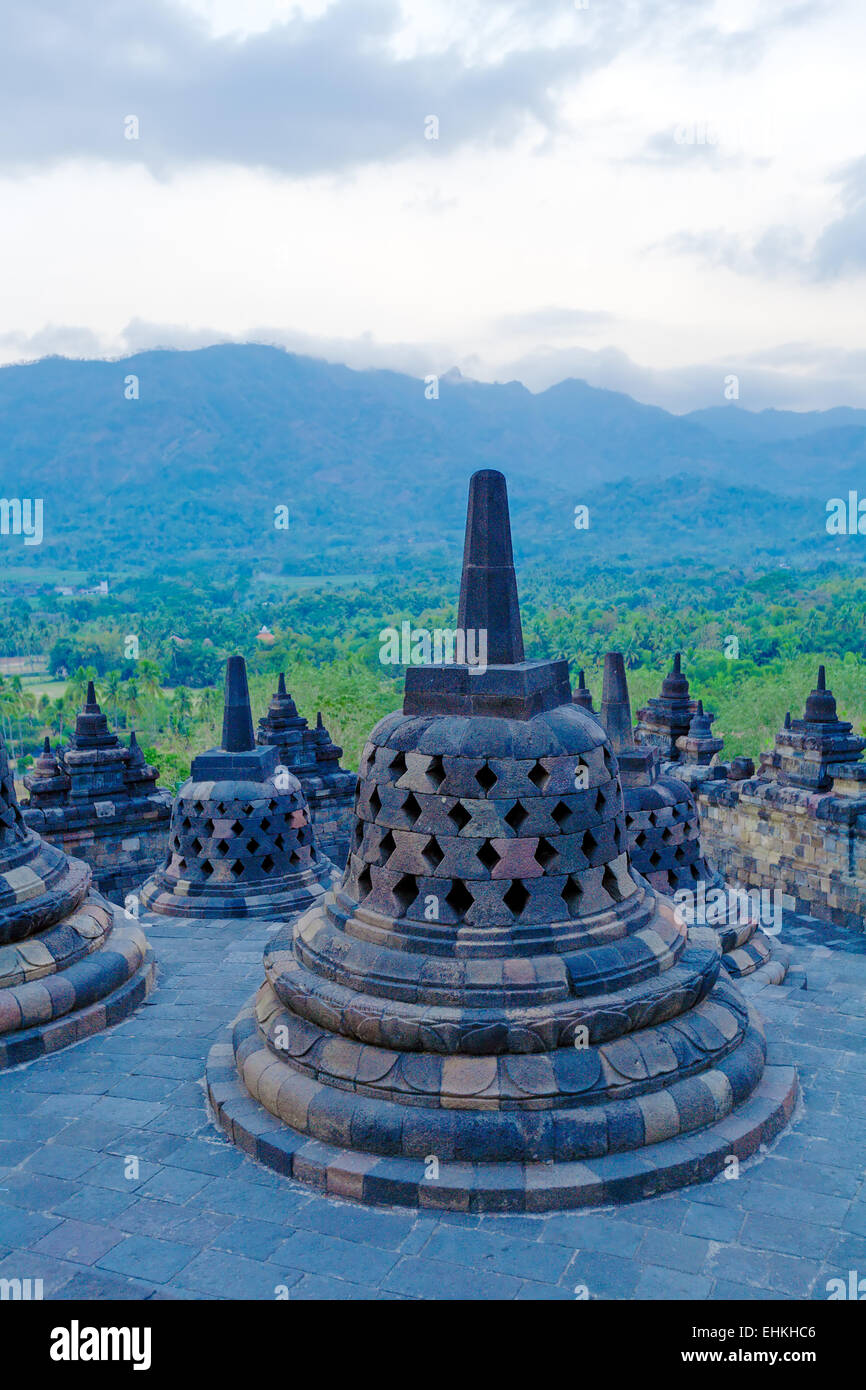 Ancient Borobudur Buddhist Temple, Java Island, Indonesia Stock Photo ...