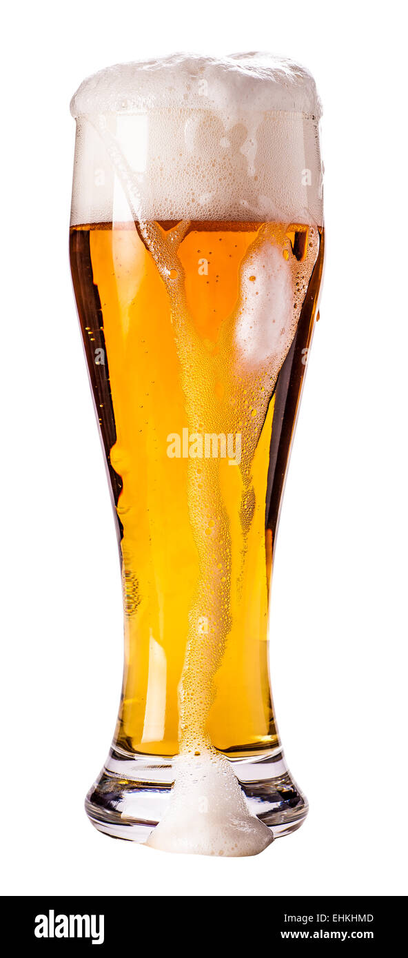 full glass of light beer isolated on a white background Stock Photo - Alamy