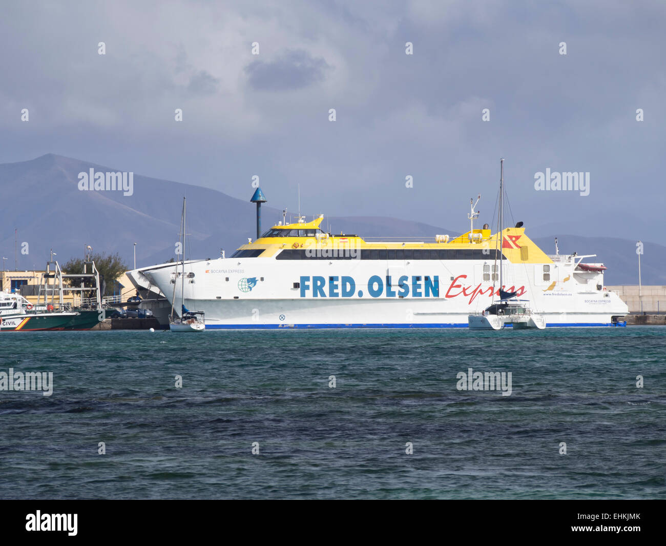 Catamaran car and passenger ferry, Fred Olsen Express busy in the ...