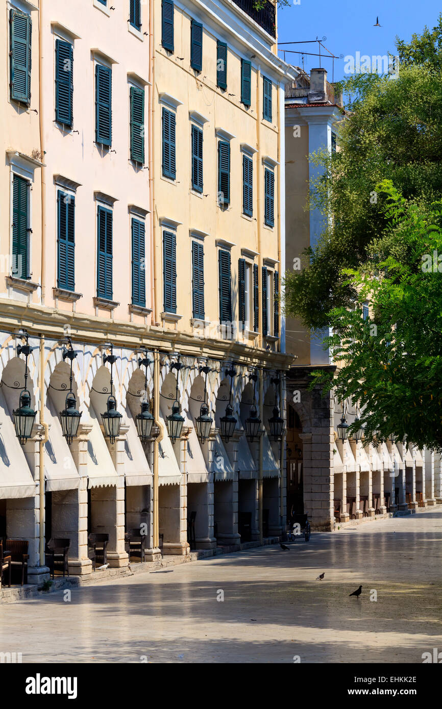 Liston, main promenade, at morning, Corfu city, Greece Stock Photo - Alamy