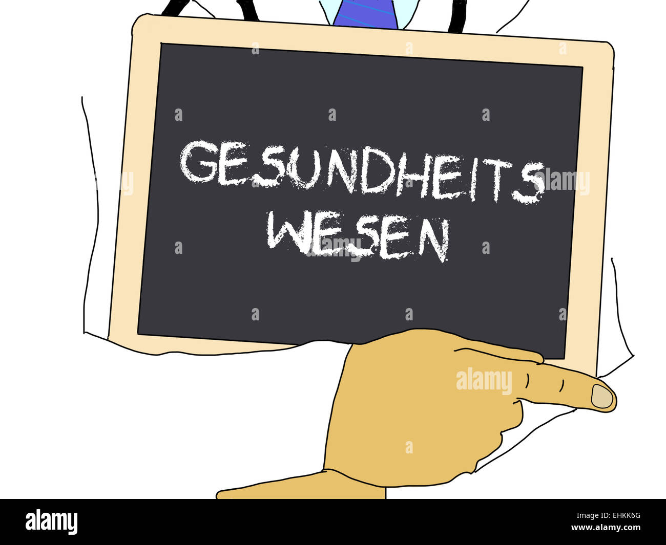 Doctor shows information: Community health in german Stock Photo - Alamy